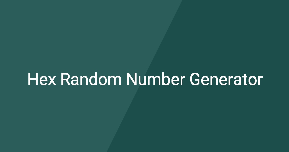 Hex Random Number Generator - Dragon Name Generator