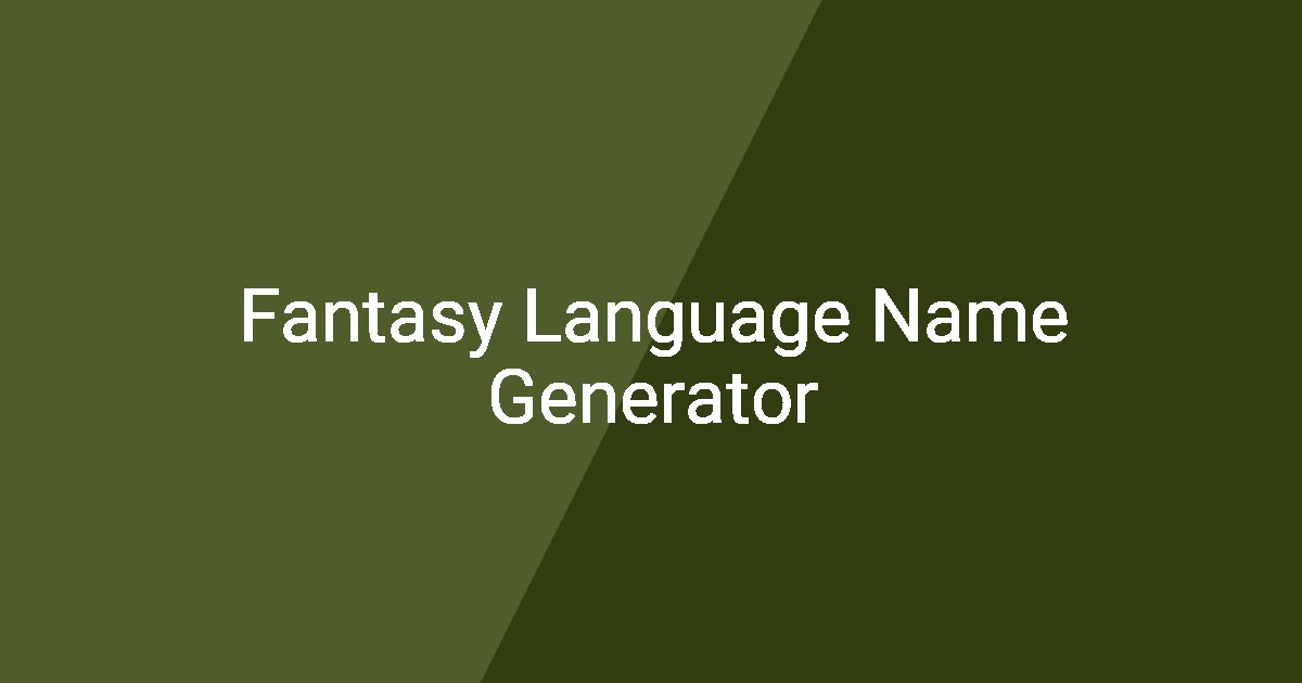 Fantasy Language Name Generator - Dragon Name Generator
